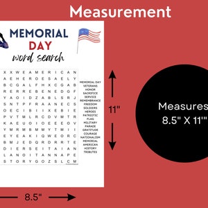 Memorial Day Word Search Puzzle - Engaging Patriotic Activity - Honor ...