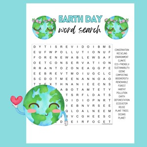 Earth Day Word Search Puzzle - Engaging Eco-friendly Activity for Kids ...