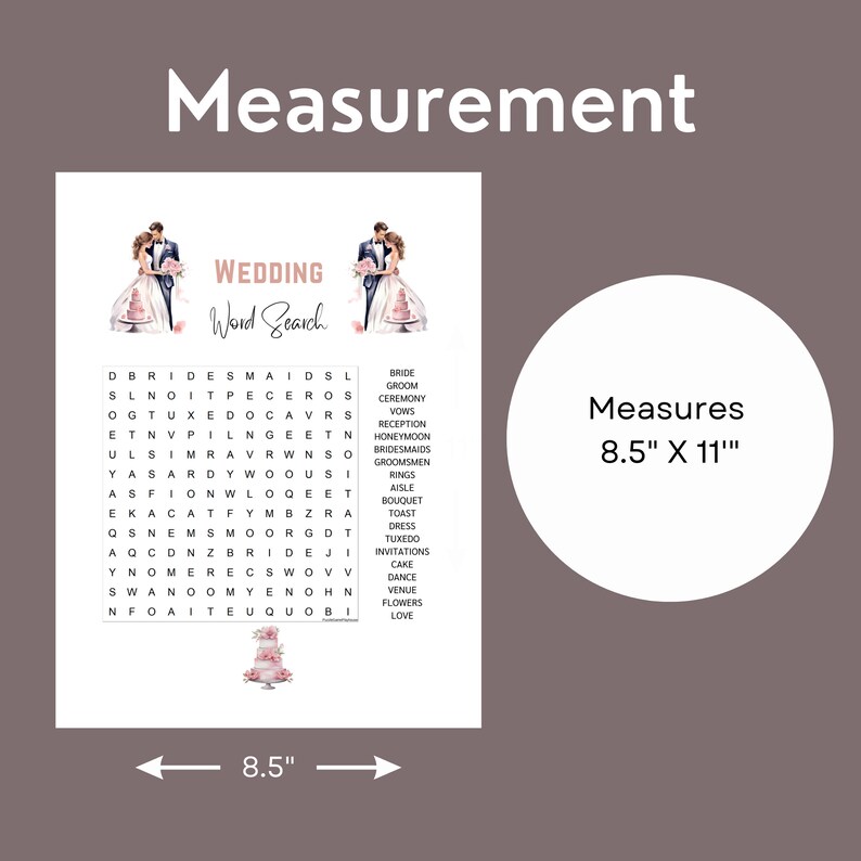 Wedding Word Search Puzzle Game Bridal Shower Printable Game Wedding ...