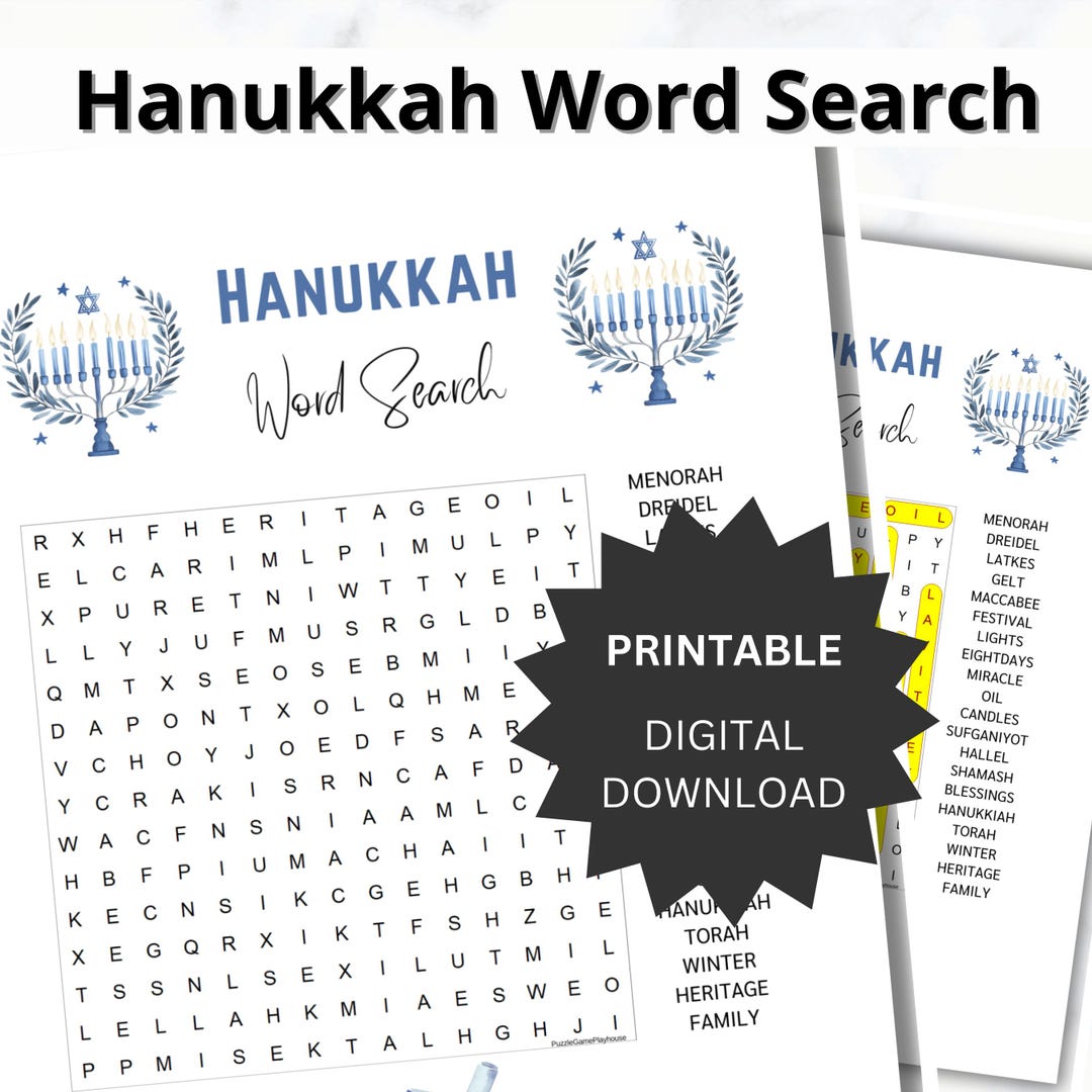 Hanukkah Chanukah Word Search Puzzle: Celebrate the Jewish Festival of ...