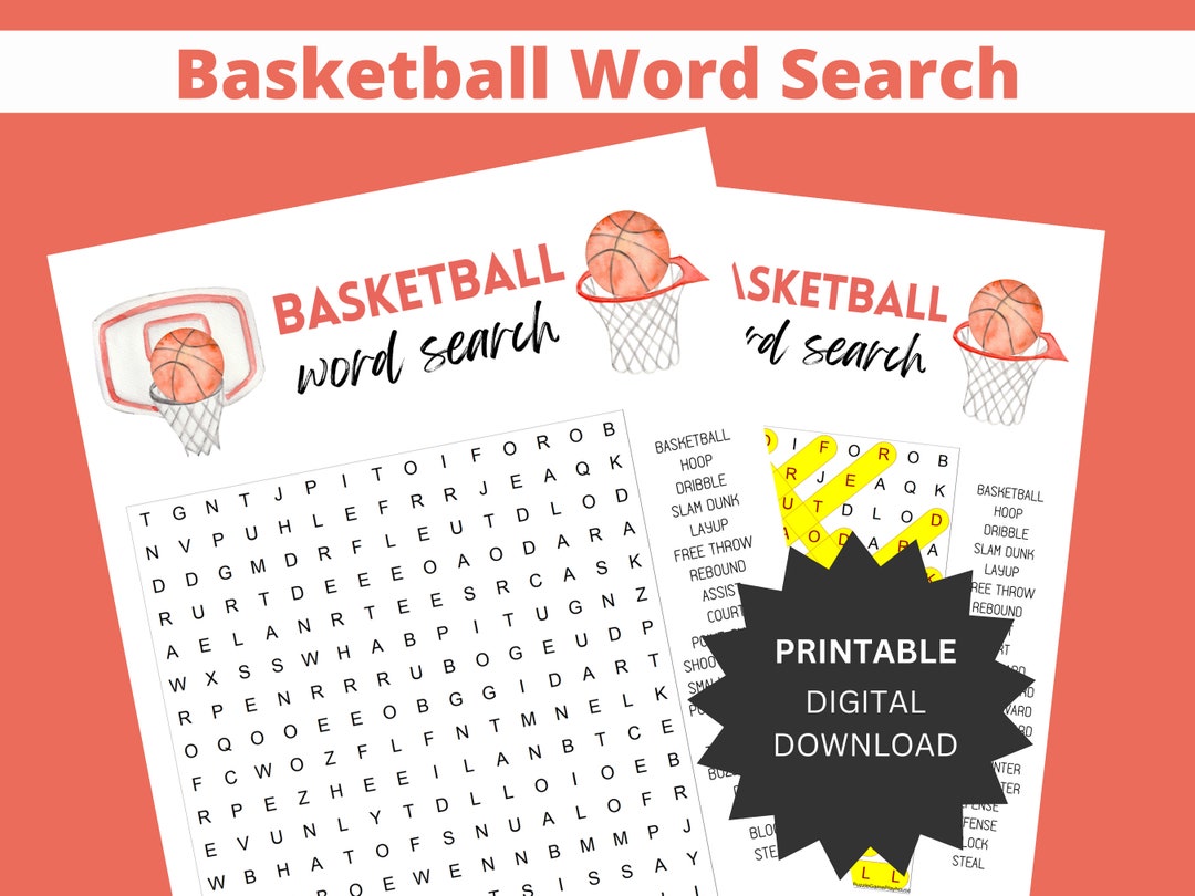Basketball Word Search Puzzle: Fun Sports Activity (printable PDF) - Etsy