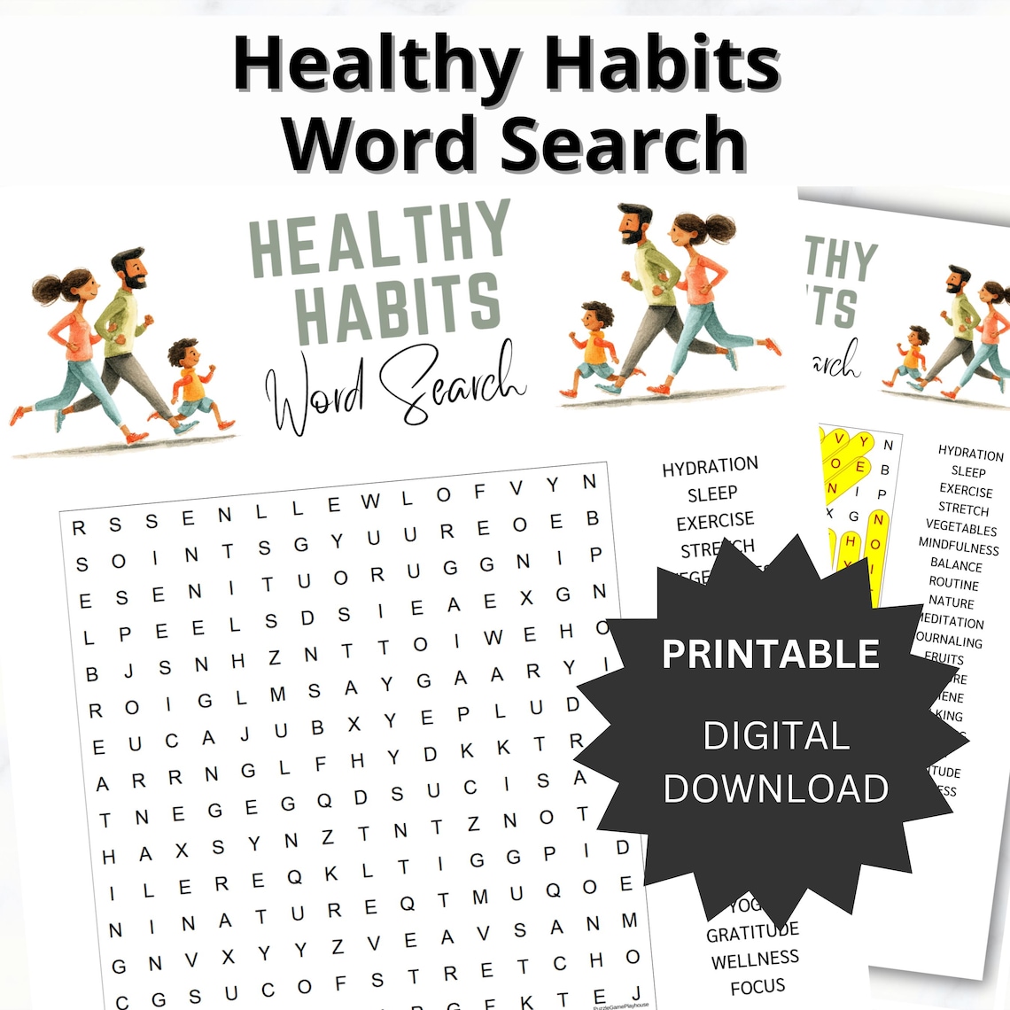 Healthy Habits Word Search Puzzle: Wellness Activity (PDF) - Etsy