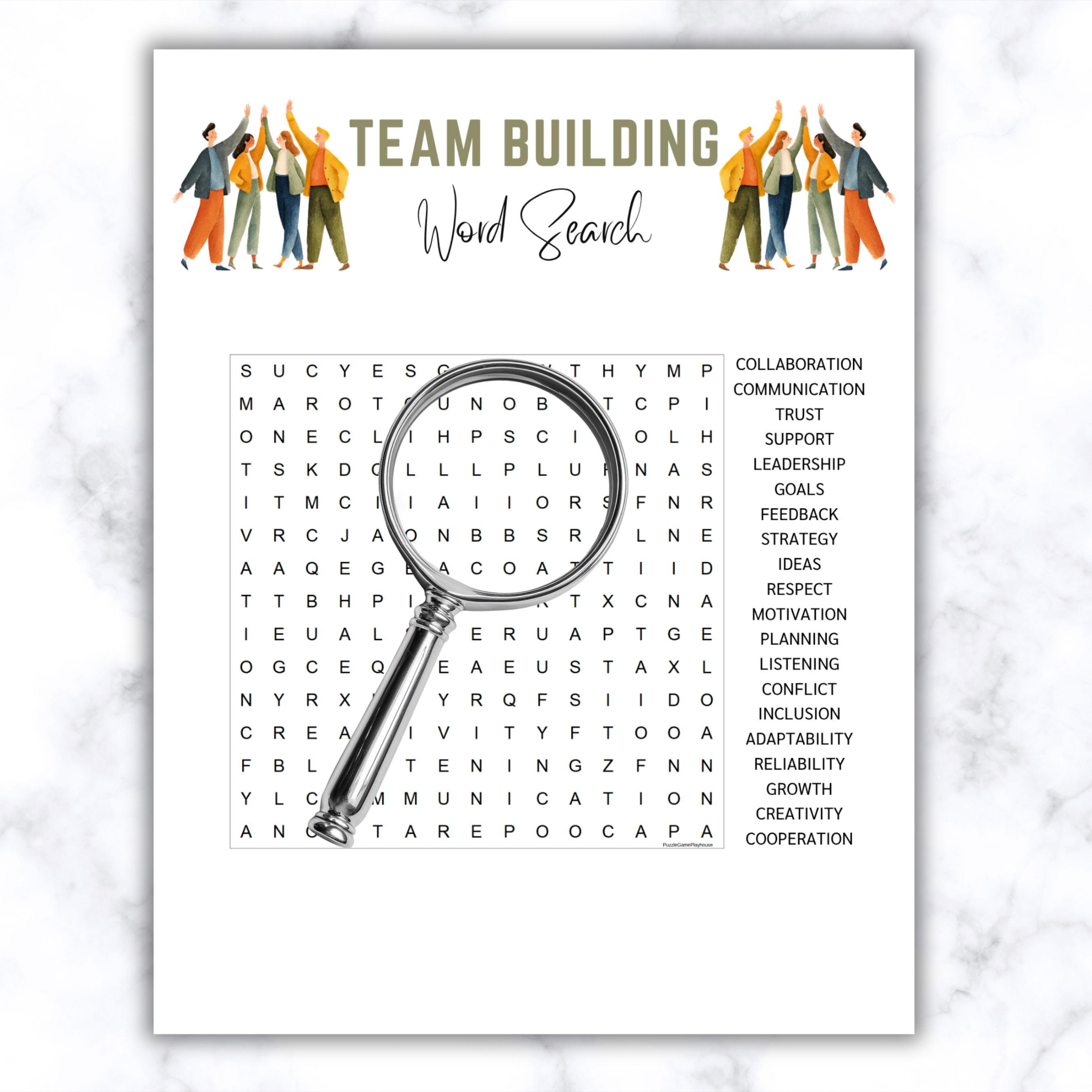Team Building Word Search Puzzle: Printable Office Activity (PDF) - Etsy