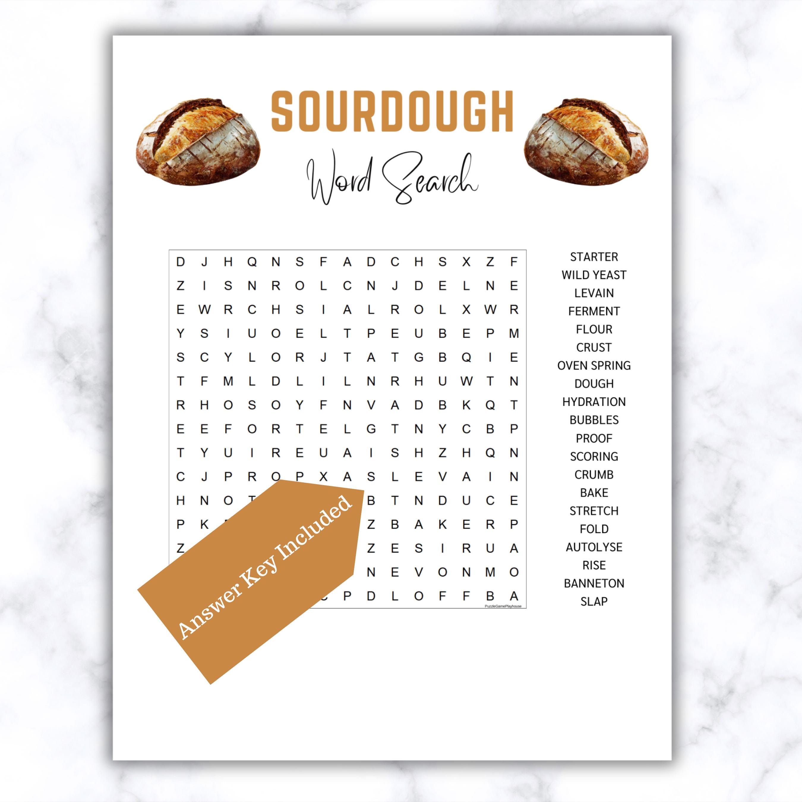 Sourdough Bread Word Search Puzzle: Baking Game for Kids (PDF Download ...