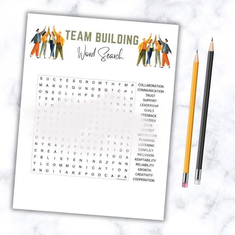 Team Building Word Search Puzzle: Printable Office Activity (PDF) - Etsy