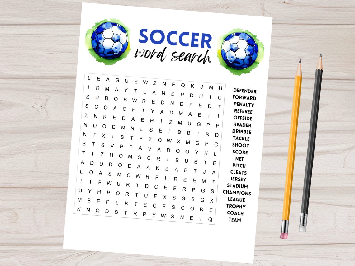 Soccer Party Printable Word Search Soccer Puzzle Soccer Printable Word ...