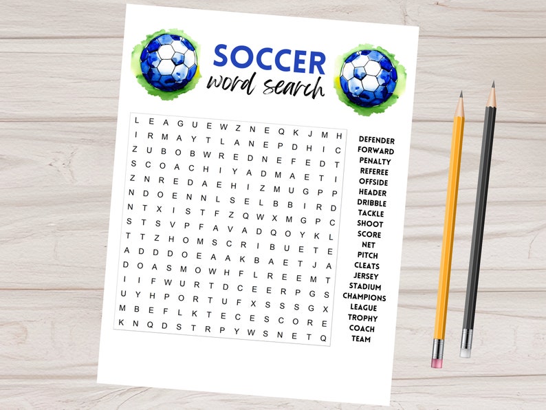 Soccer Party Printable Word Search Soccer Puzzle Soccer Printable Word ...