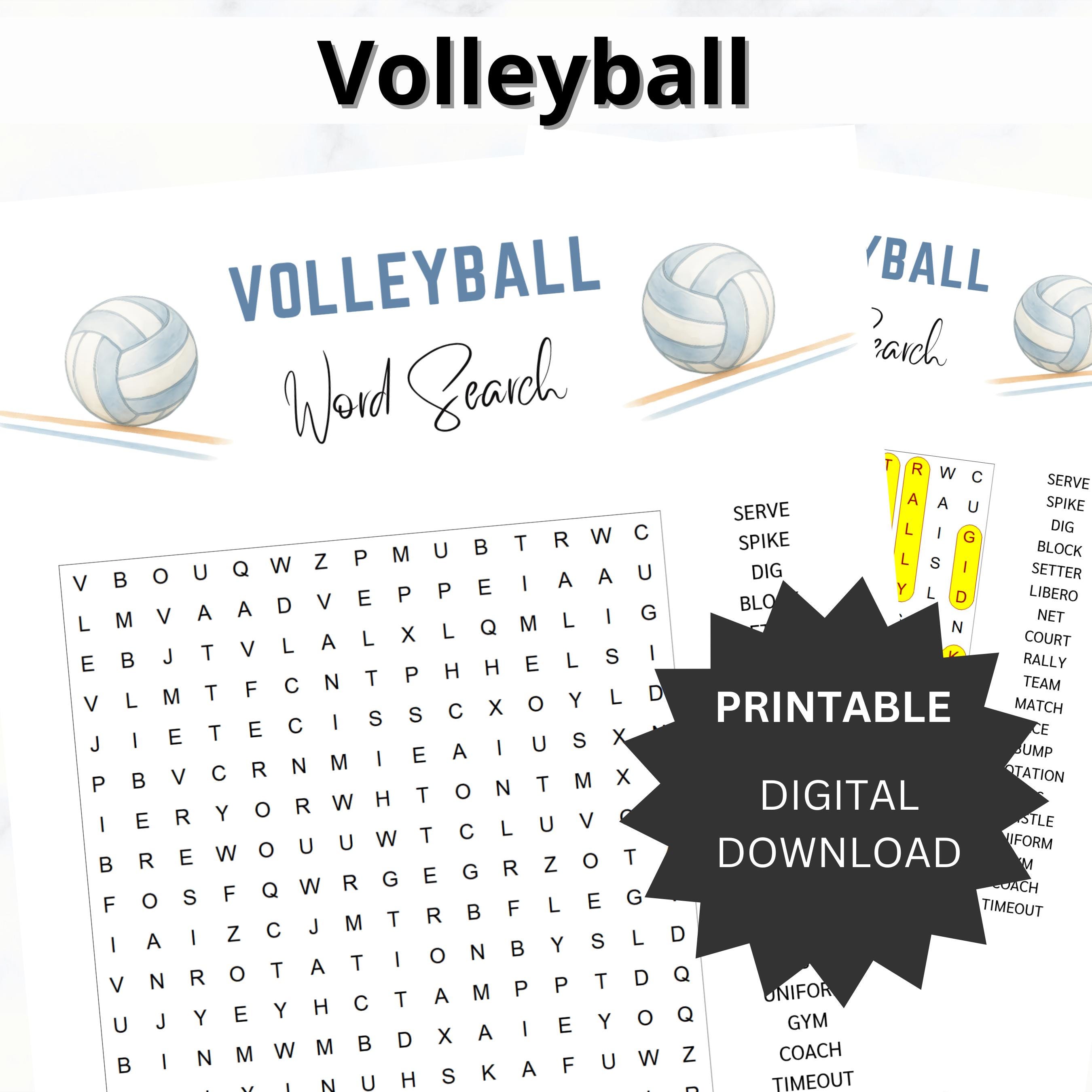 Volleyball Word Search Puzzle | Team Bonding Activity (digital Download ...