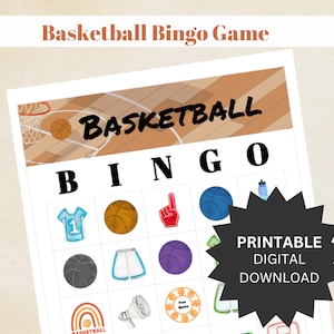 Basketball Bingo Game - Fun Game for Fans and Players - Printable ...