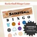 Basketball Bingo Game - Fun Game for Fans and Players - Printable ...