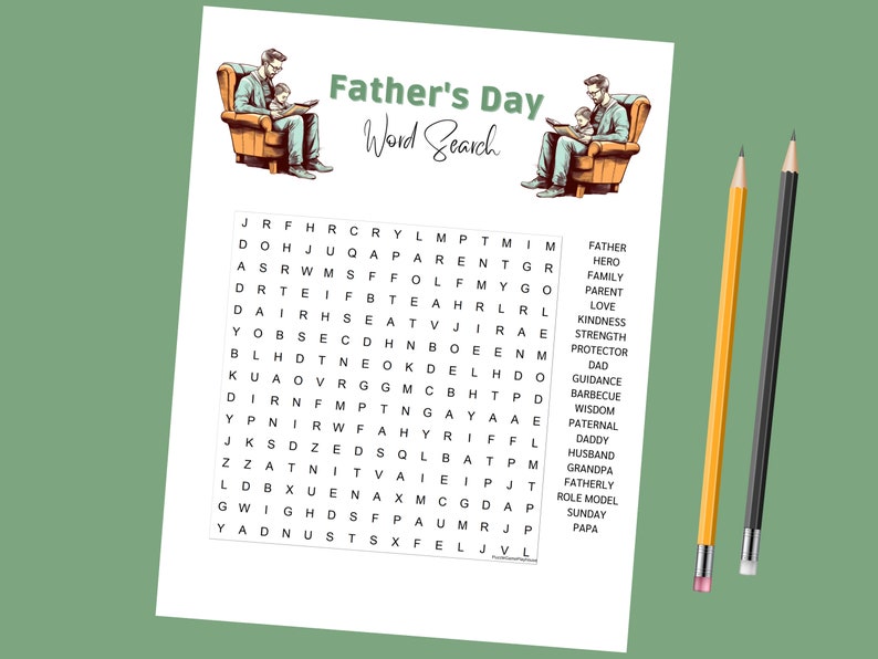 Fun Father's Day Printable Word Search Puzzle Unique Father's Day Gift ...