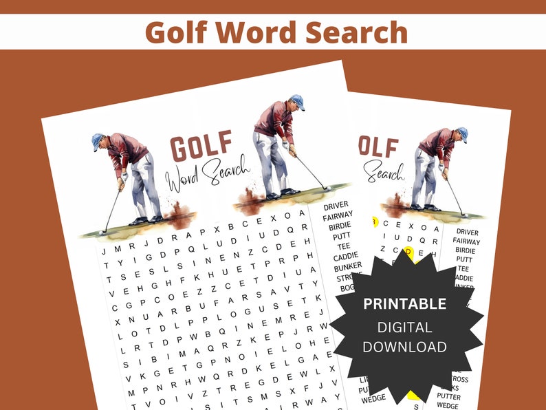 Golf Word Search Puzzle Game I Printable Golf Team Party Games I Golf ...