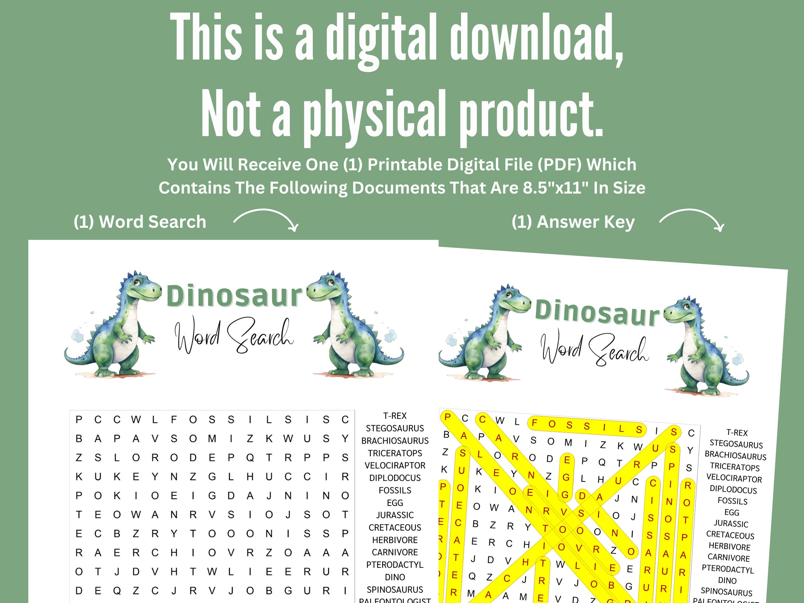 Kids Dinosaur Word Search Puzzle - Fun & Educational Dinosaur Game ...