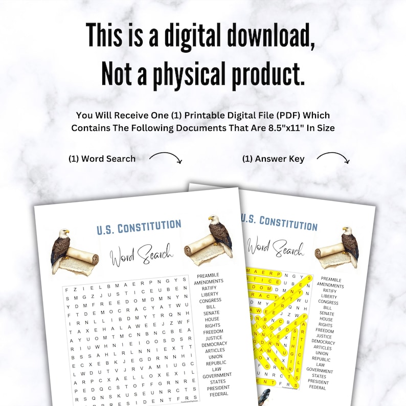 U.S. Constitution Word Search Puzzle | Civic Education Activity ...