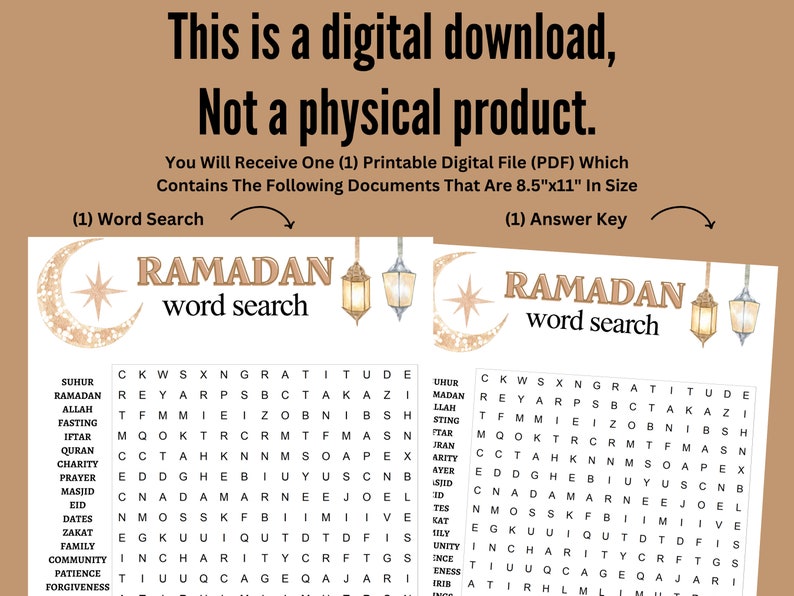 Ramadan Word Search Printable Puzzle | Muslim Kids Mosque Sunday School ...