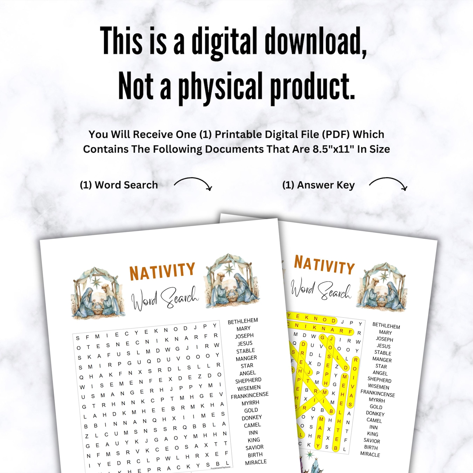 Nativity Word Search, Christmas Word Search, Printable Word Search for ...