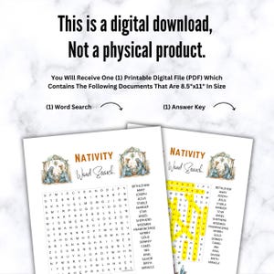 Nativity Word Search Puzzle: Christmas Sunday School Game (PDF) - Etsy