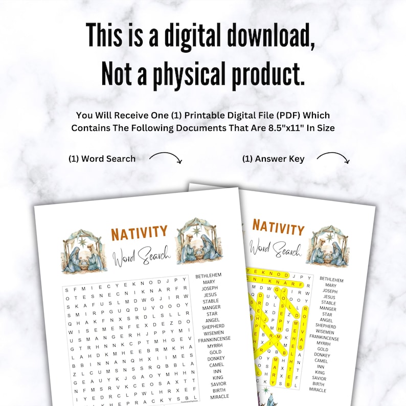Nativity Word Search, Christmas Word Search, Printable Word Search for ...