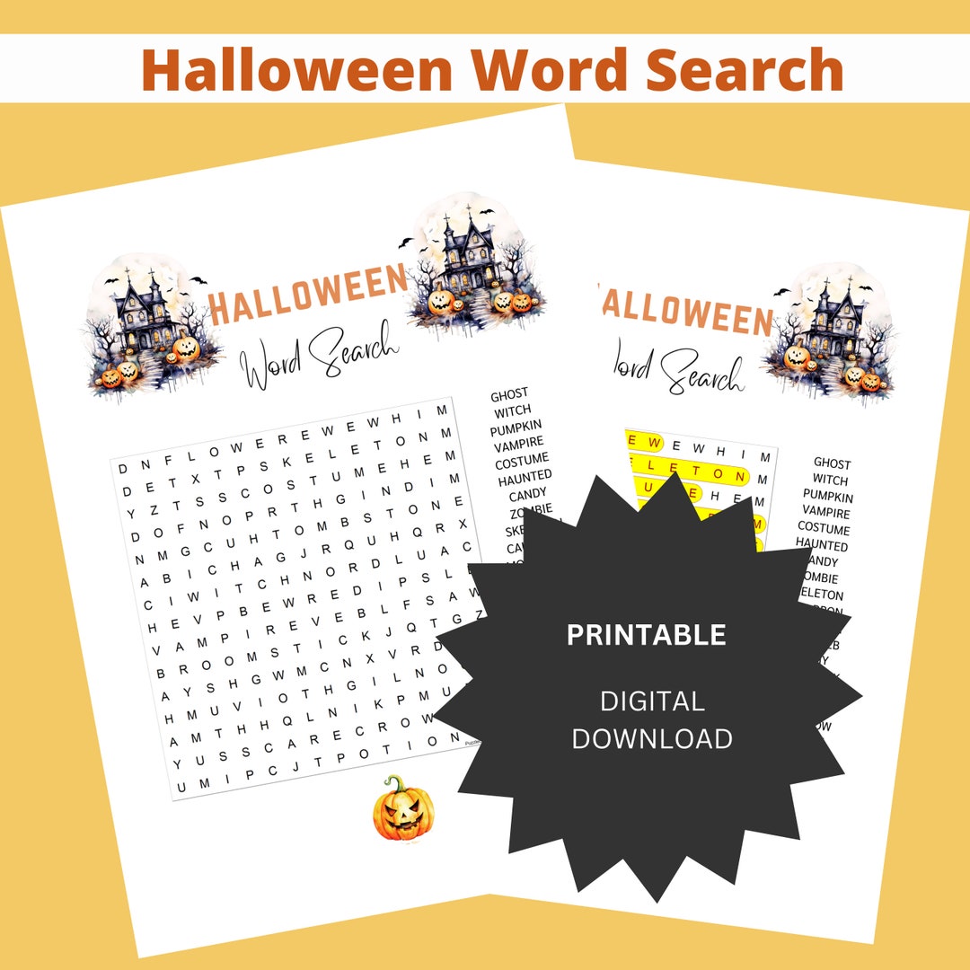 Halloween Word Search Puzzle: Spooky Activity (digital Download) - Etsy