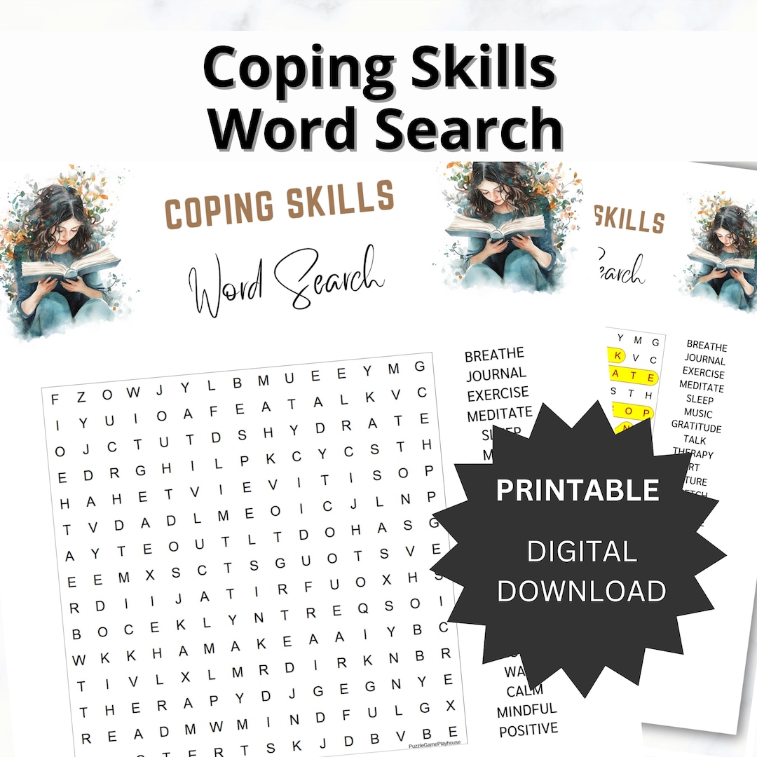 Coping Skills Word Search Puzzle Game, Emotional Regulation, Social ...