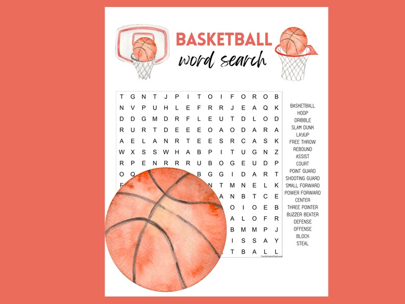 Basketball Word Search Puzzle: Fun Sports Activity (printable PDF) - Etsy