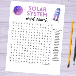 Solar System Puzzle Word Search Puzzle Solar System Unit Study Planet ...