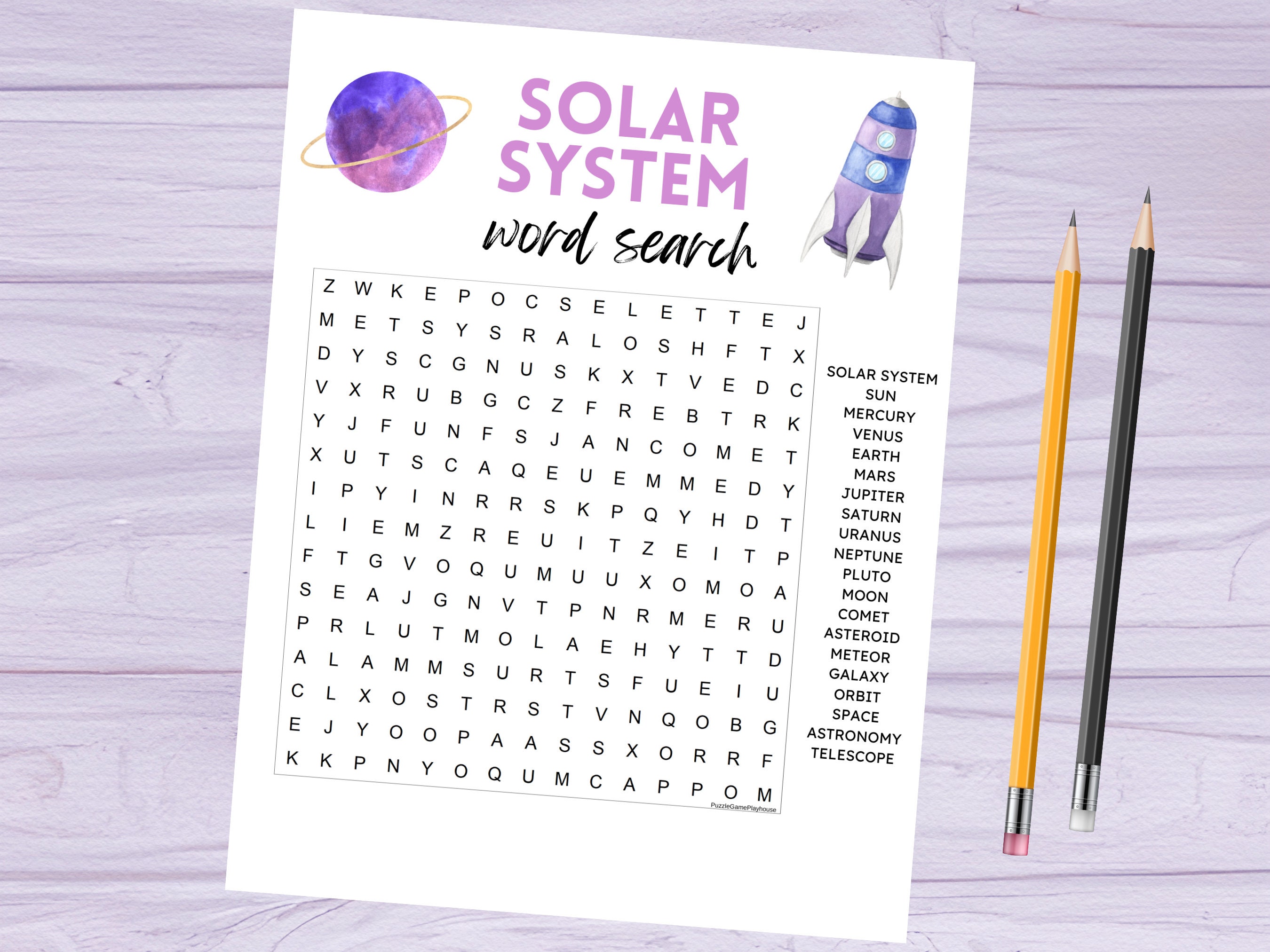 Solar System Puzzle Word Search Puzzle Solar System Unit Study Planet ...