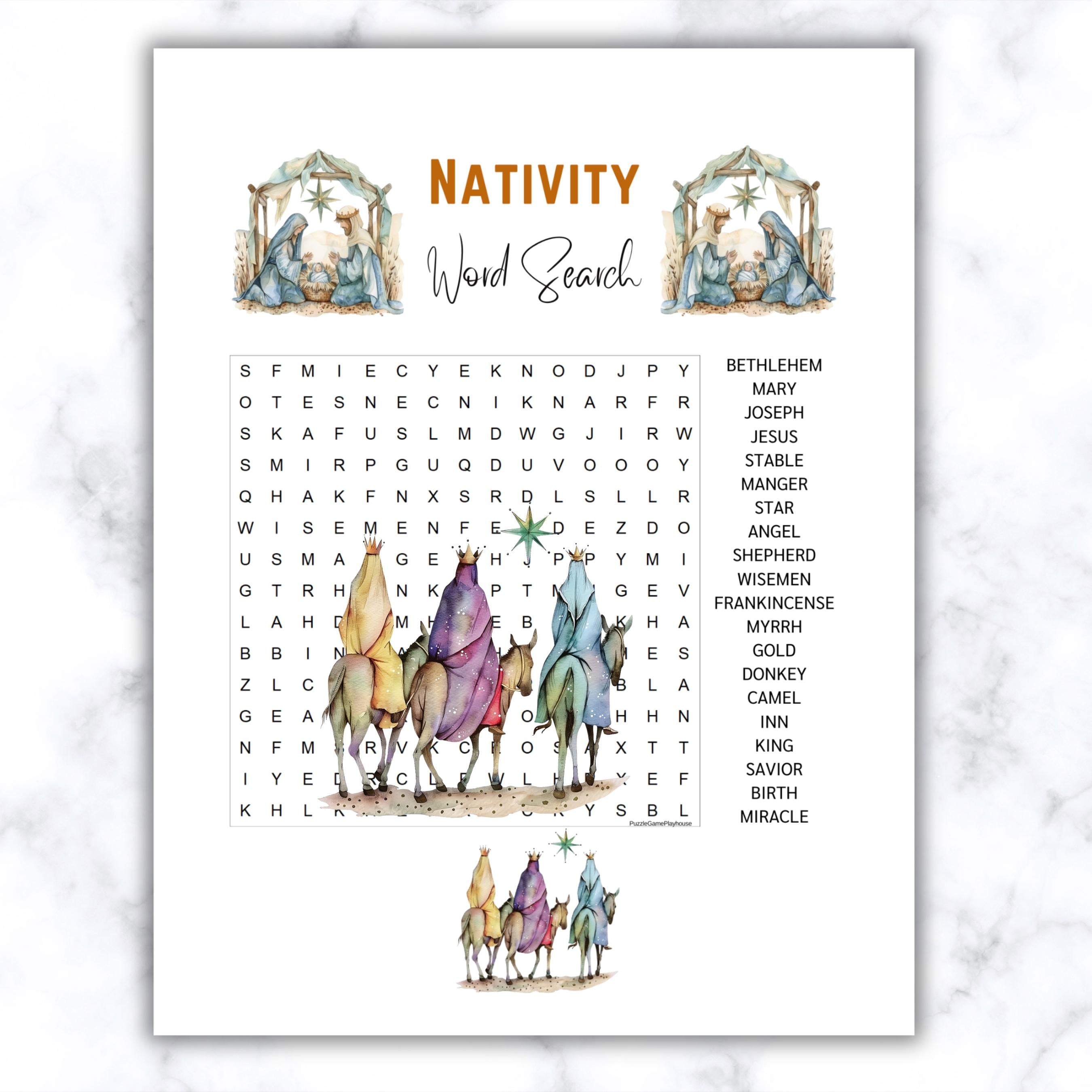 Nativity Word Search, Christmas Word Search, Printable Word Search for ...