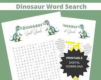Dinosaur Word Search PDF - Etsy