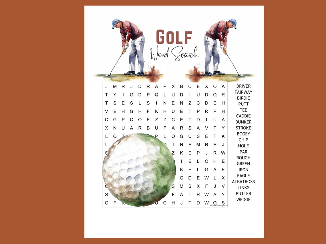 Golf Word Search Puzzle Game I Printable Golf Team Party Games I Golf ...