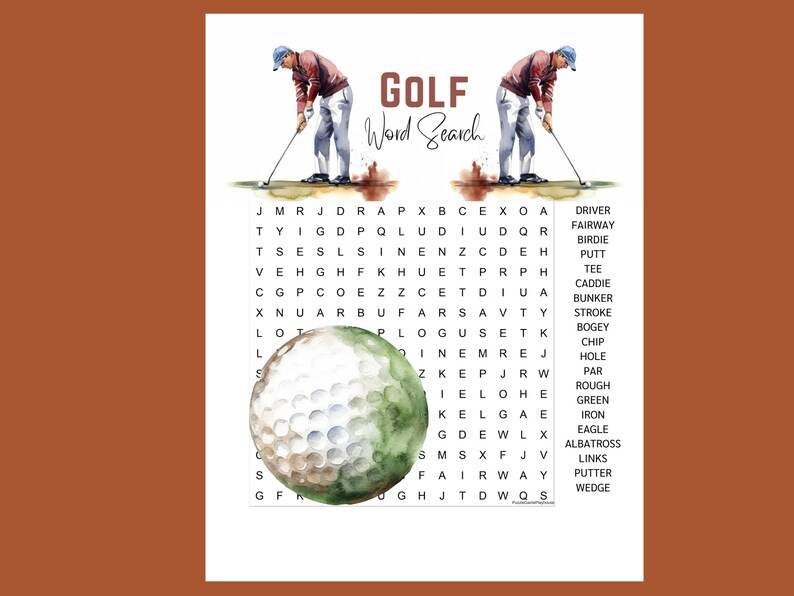 Golf Word Search Puzzle Game I Printable Golf Team Party Games I Golf ...