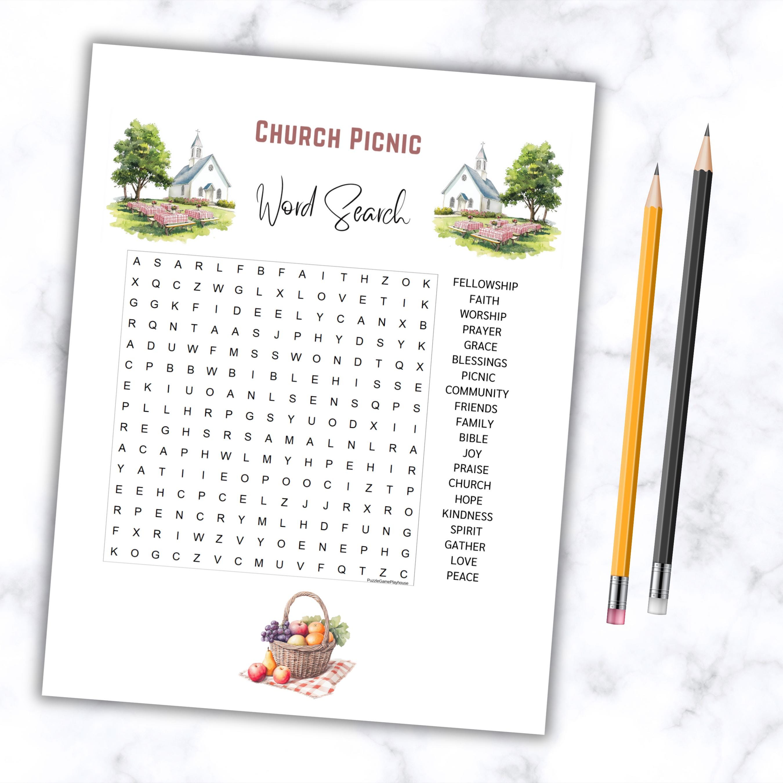 Church Picnic Word Search Puzzle: Faith & Fellowship (PDF) - Etsy