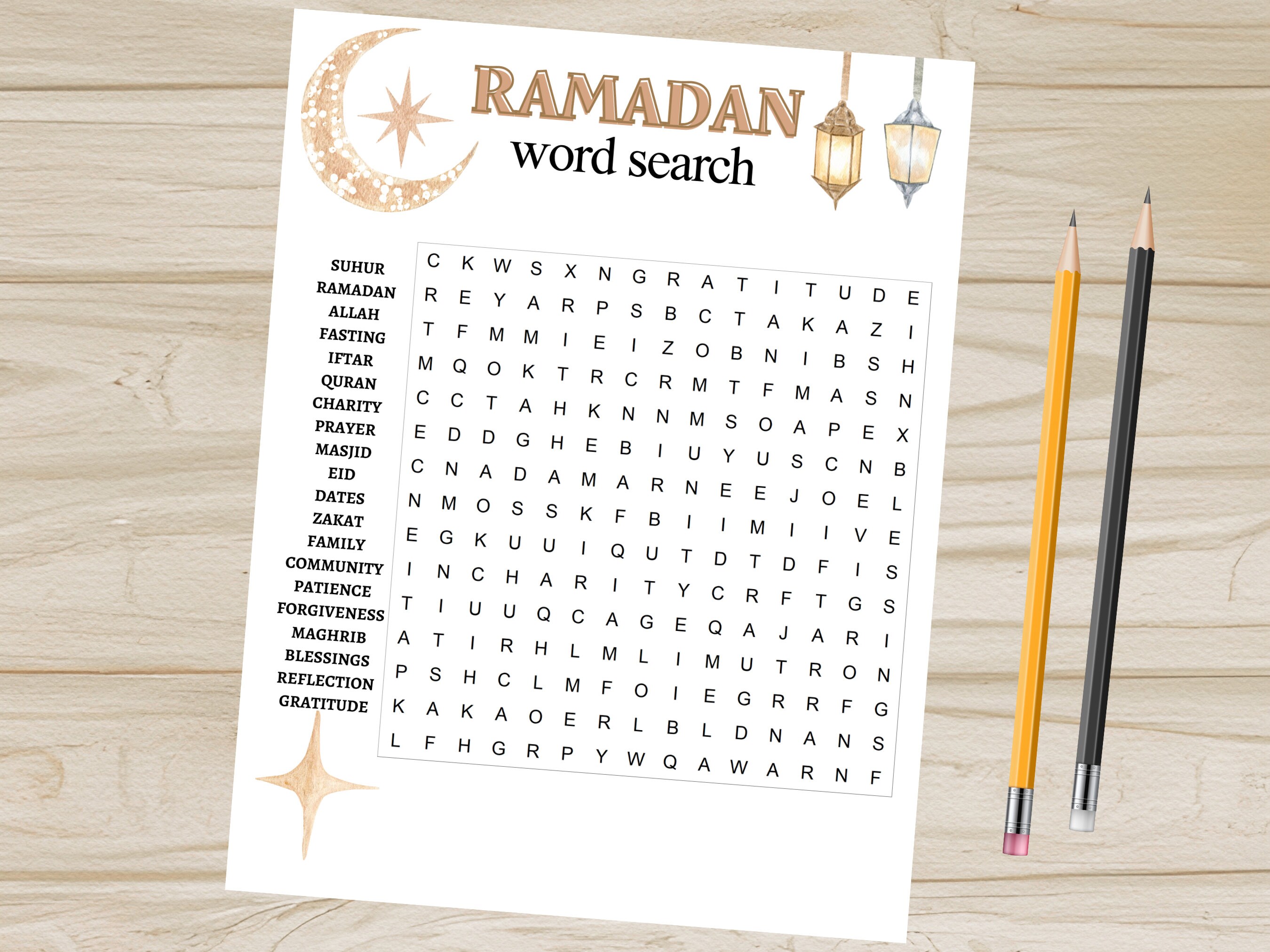 Ramadan Word Search Printable Puzzle | Muslim Kids Mosque Sunday School ...