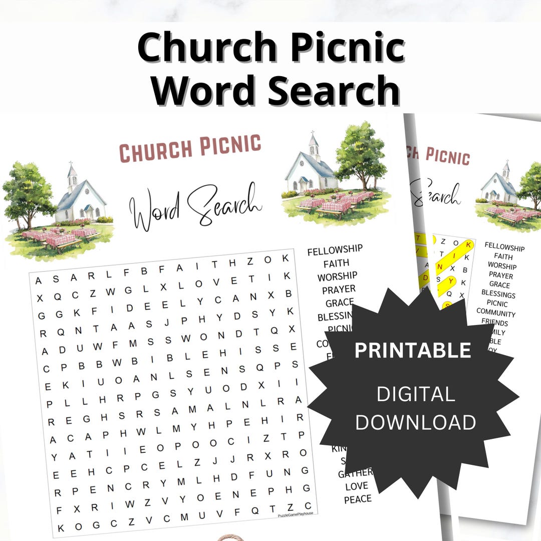 Church Picnic Word Search Puzzle: Faith & Fellowship (PDF) - Etsy
