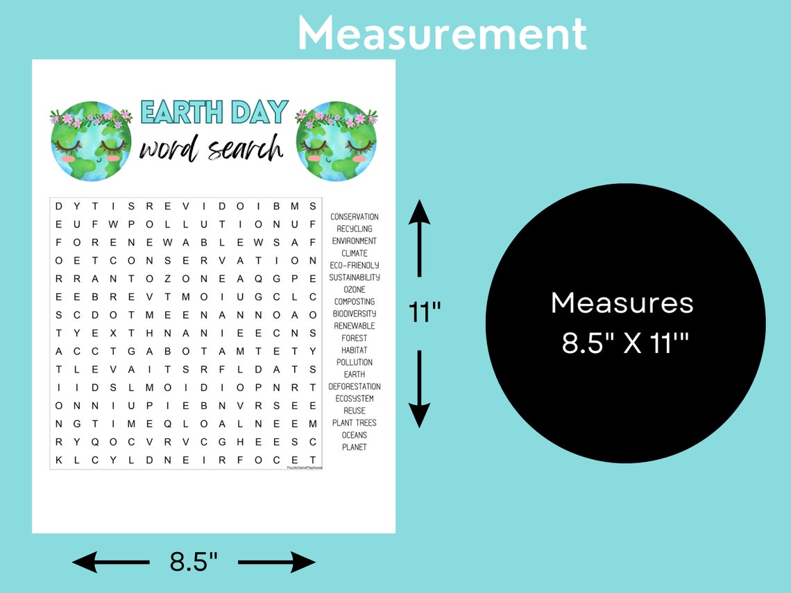 Earth Day Word Search Puzzle - Engaging Eco-friendly Activity for Kids ...