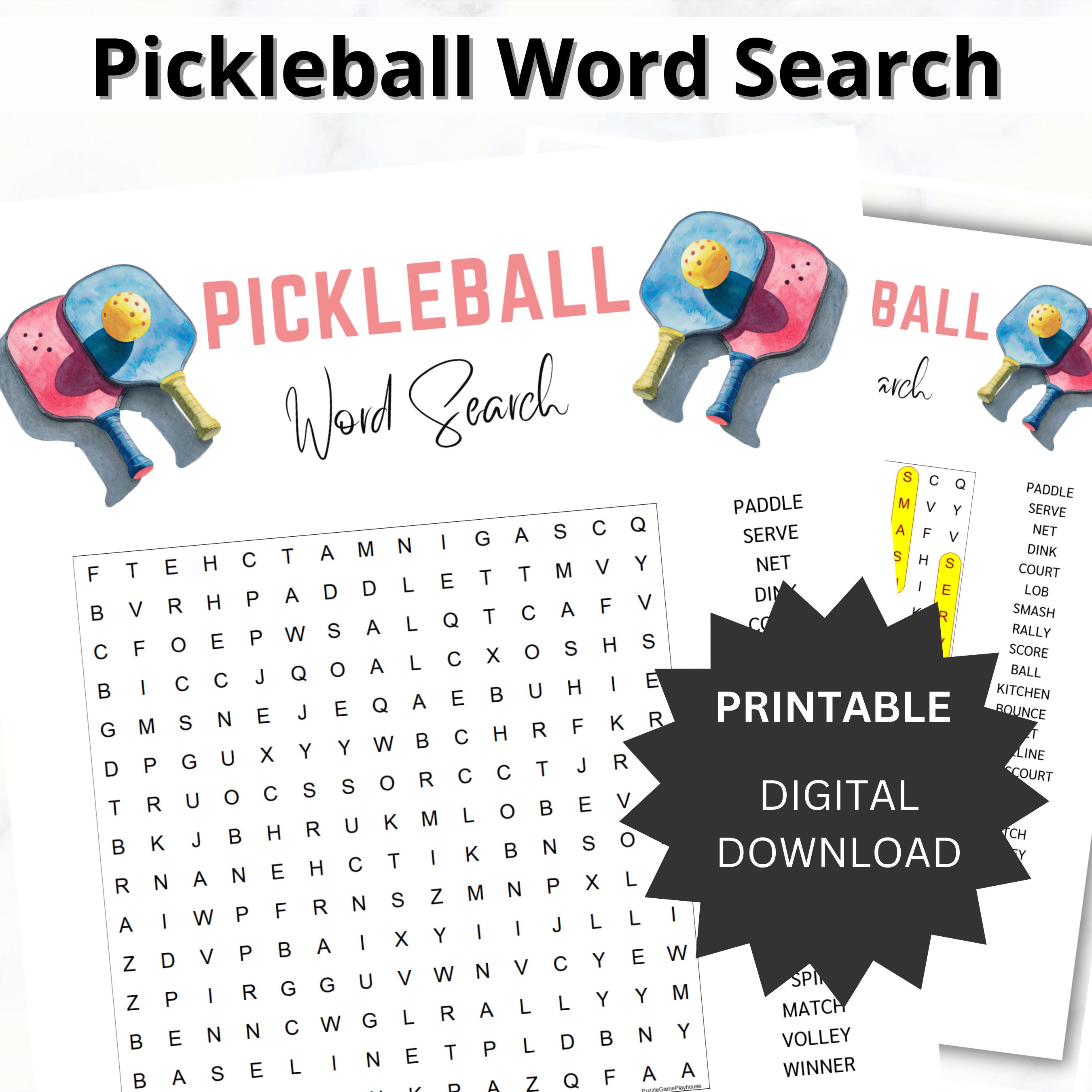 Pickleball Word Search Puzzle: Party Game, Gift (PDF Download) - Etsy