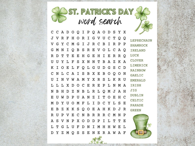 St. Patrick's Day Word Search Game | Fun and Educational Digital ...