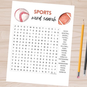 Sports Word Search Puzzle: Printable Game (PDF) - Etsy