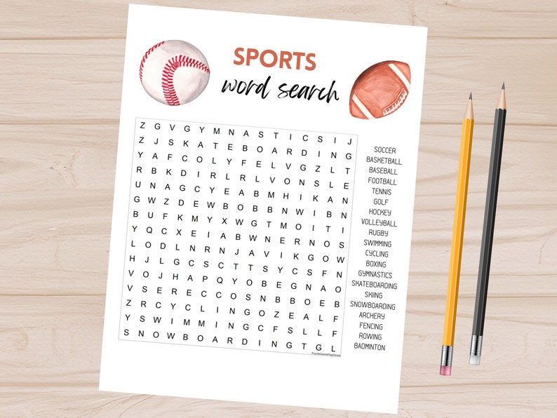 Sports Word Search Puzzle: Printable Game (PDF) - Etsy Australia