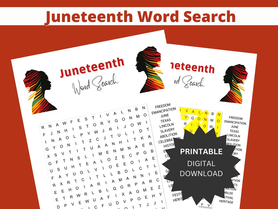 Juneteenth Celebration Printable Word Search - Educational Activity ...