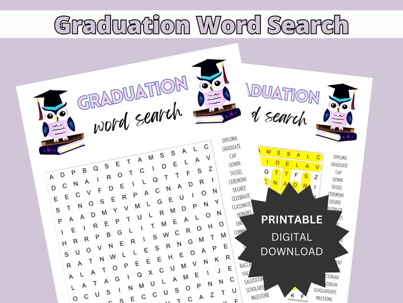 Graduation Word Search Puzzle Class of 2023 Fun Activity, Graduation ...