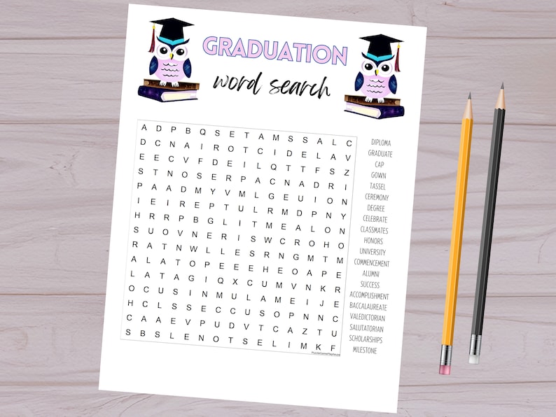 Graduation Word Search Puzzle (printable PDF) - Etsy