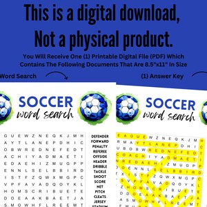 Soccer Party Printable Word Search Soccer Puzzle Soccer Printable Word ...