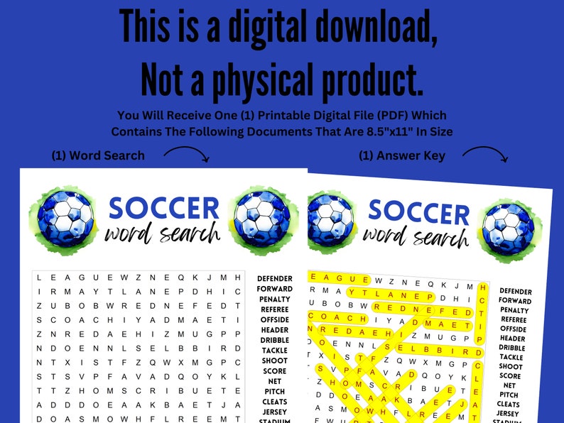 Soccer Party Printable Word Search Soccer Puzzle Soccer Printable Word ...