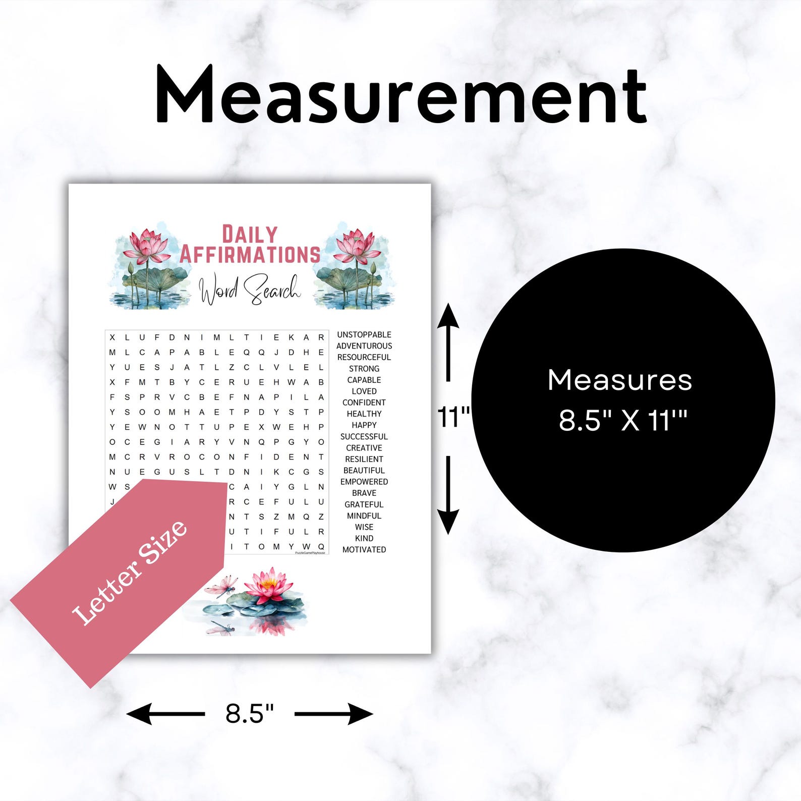 Daily Affirmations Word Search Puzzle, Mental Health Printable, Self ...