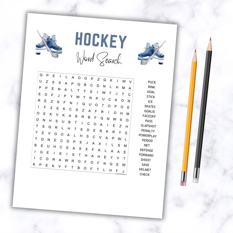 Hockey Word Search Puzzle: Sports Party Game (PDF Download) - Etsy