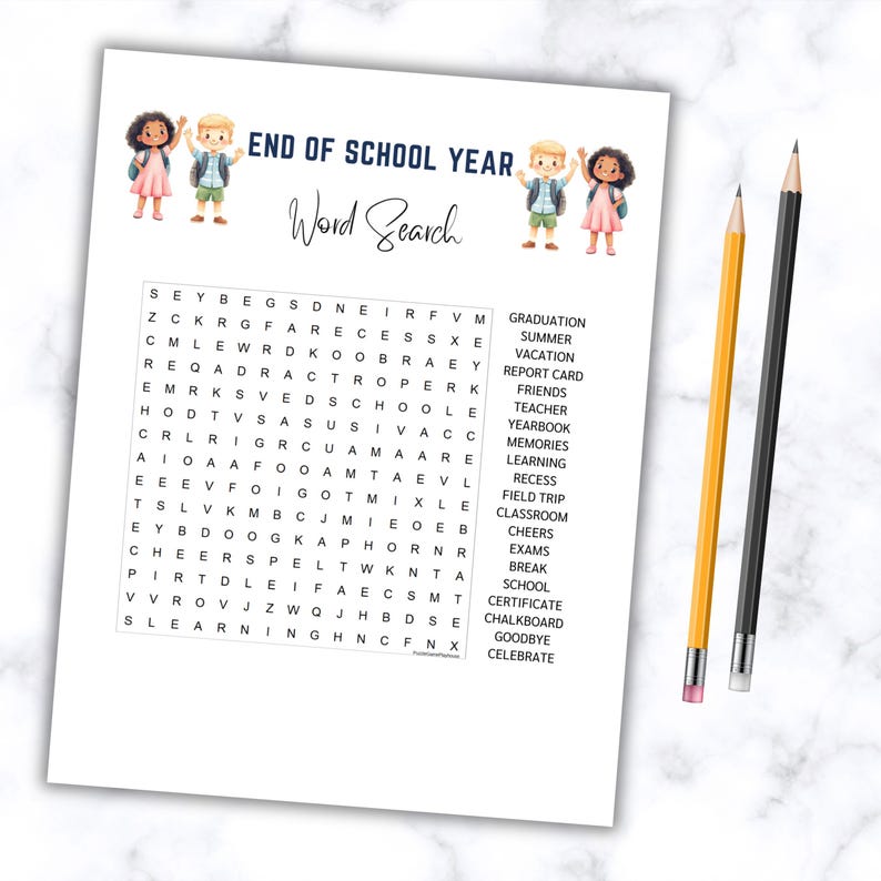 End of School Year Word Search Puzzle: Summer Activity (PDF Download ...