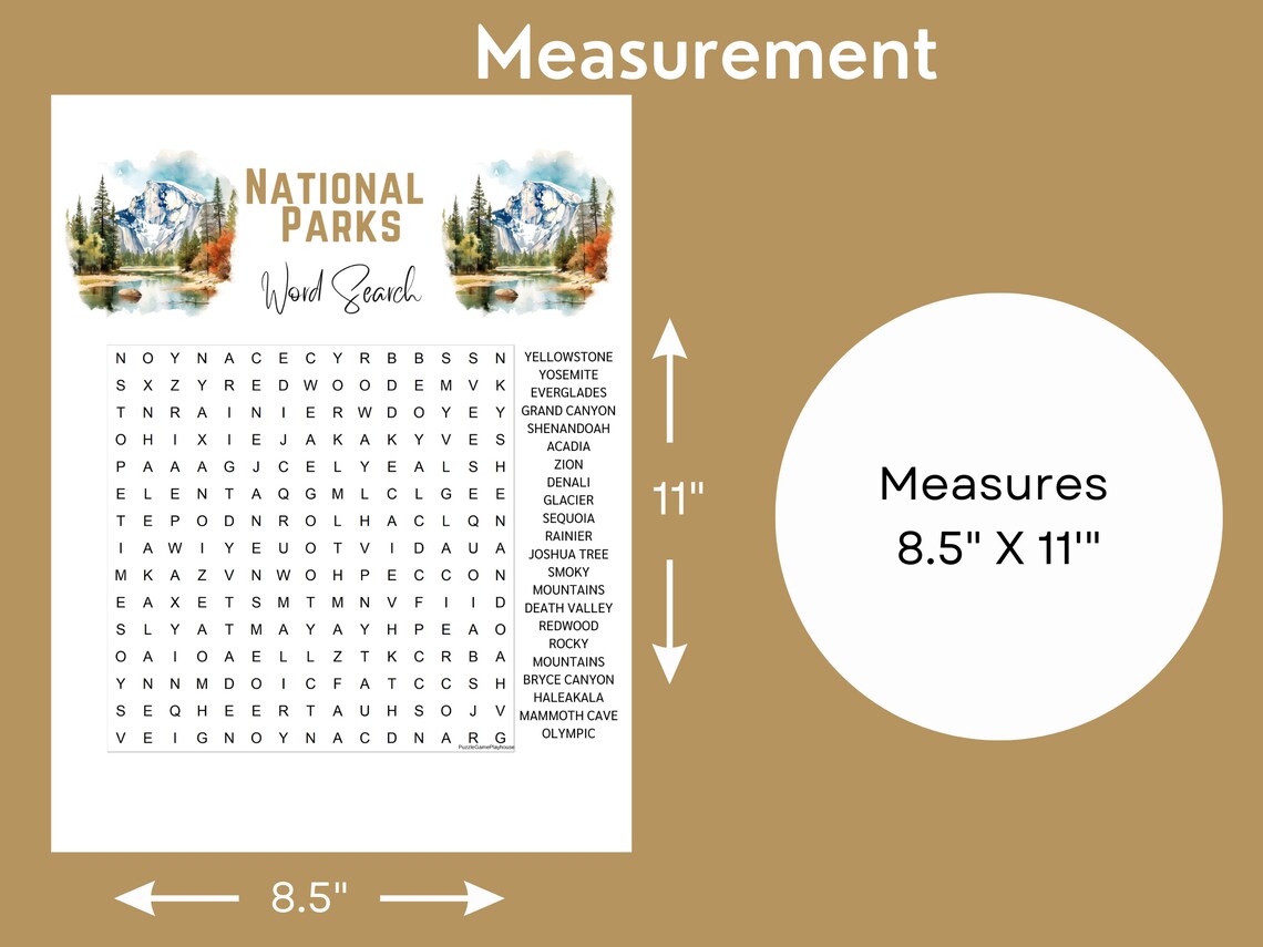National Parks Word Search Puzzle A Fun Educational Game for Nature ...