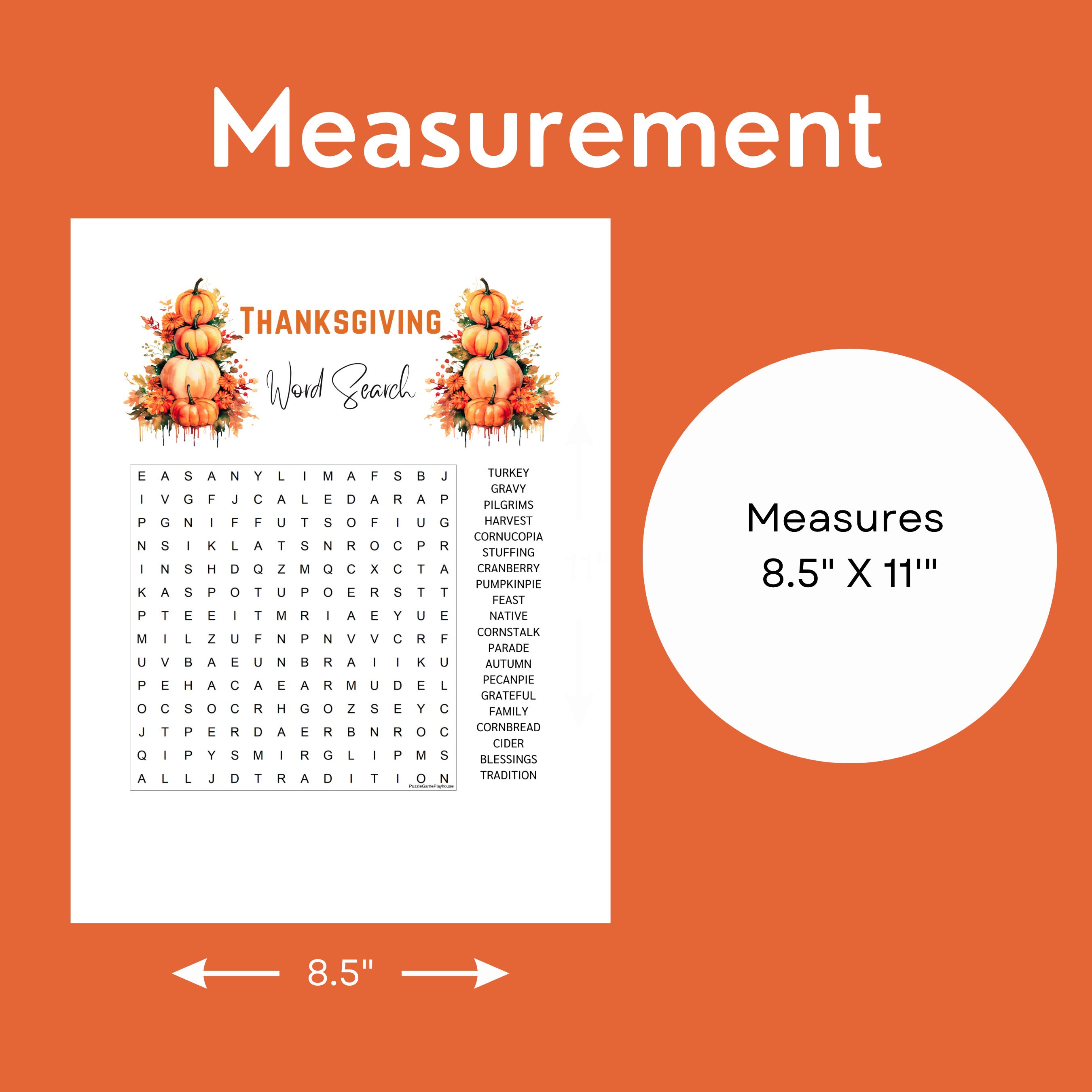 Thanksgiving Word Search Printable Turkey Dinner Party Game Search and ...