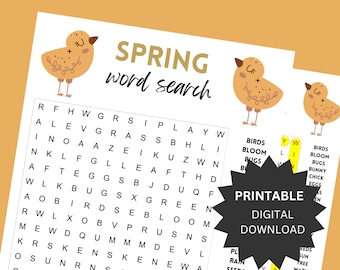 Spring Word Search Puzzle: Kids & Family Activity (PDF) - Etsy